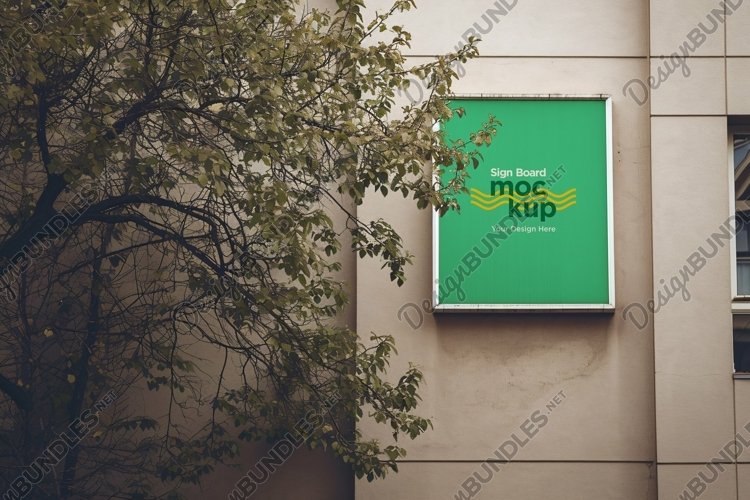 Sign Board Mockup on Building Wall (3344852)