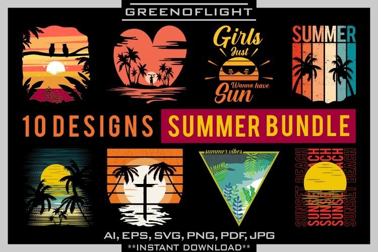 Summer SVG Bundle 10 Designs - Beach SVG Bundle - Summer SVG (1405830 ...