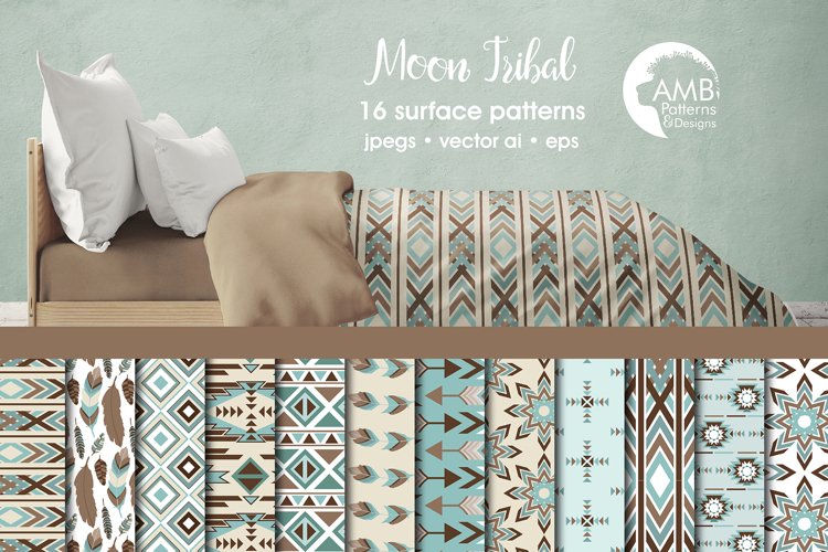 Moon Tribal patterns, Arctic Blue Arrow papers (109651)