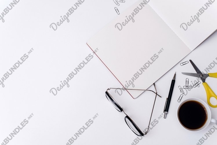 Writer's workplace. Notepad with mockup.