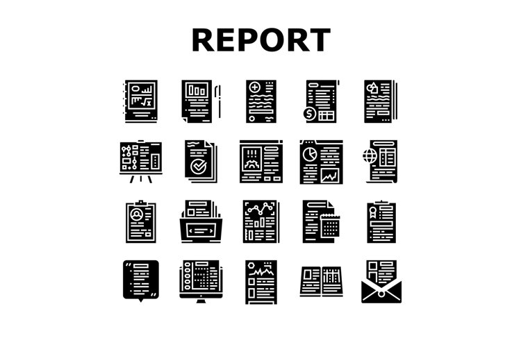 Reports Documentation Collection Icons Set Vector (1127920)