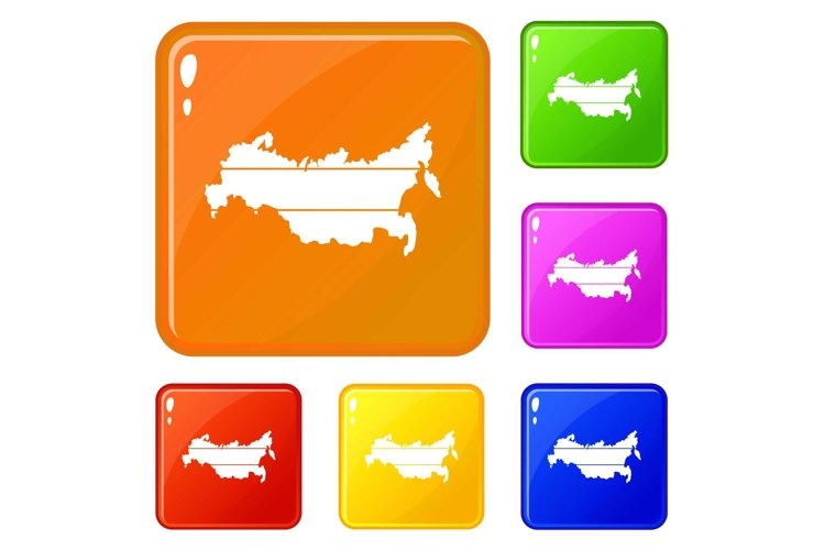 Map of Russia icons set vector color (527514) | Icons | Design Bundles