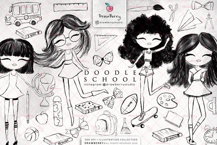 Doodle PNG Back to School Cliparts Pack | Drawberry CP015