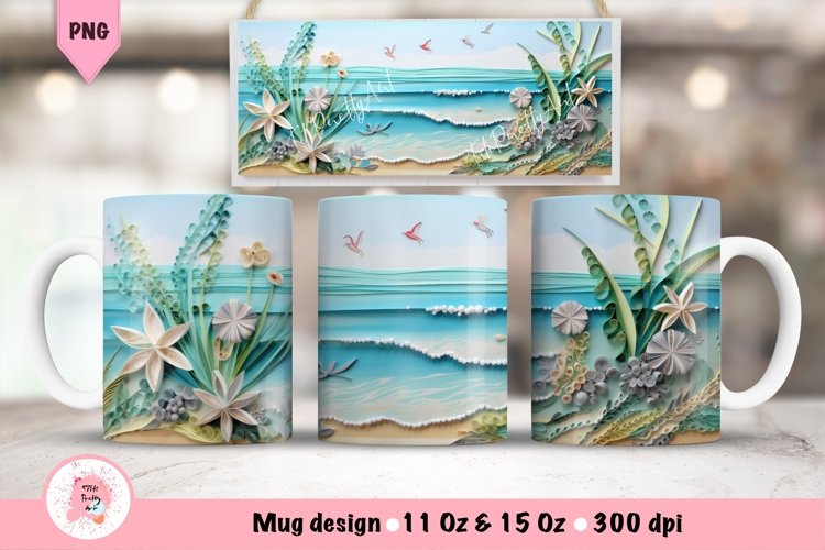 Beach 3D Mug Wrap For 11 oz and 15 oz