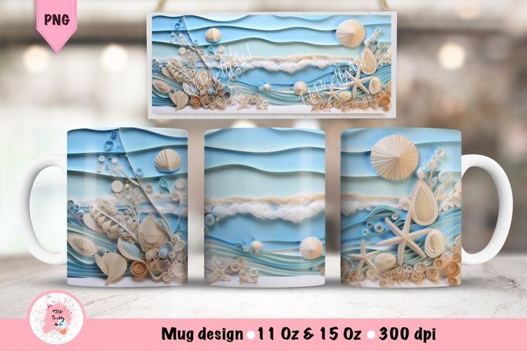 Beach 3D Mug Wrap For 11 oz and 15 oz