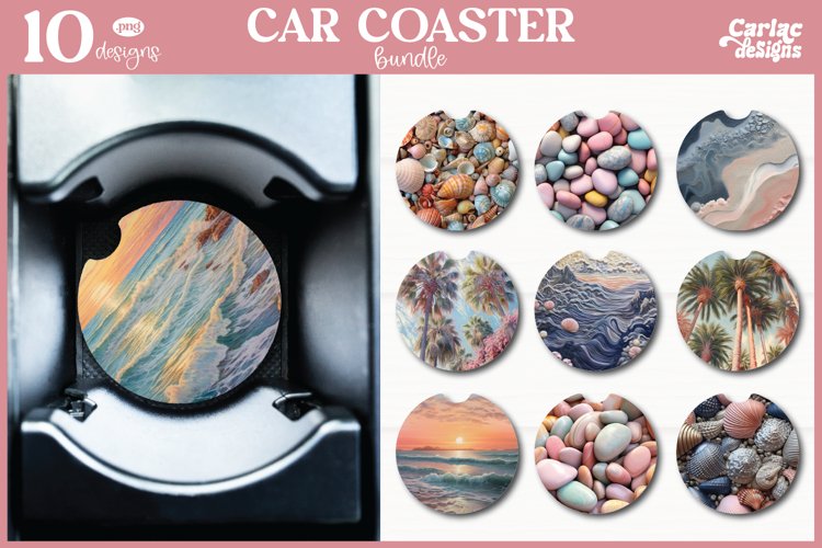 Beach Car Coaster Bundle | 3d Car Coaster Sublimation Bundle
