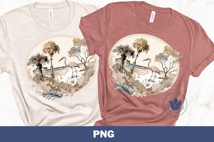 Beach Scene Watercolor PNG Sublimation T1