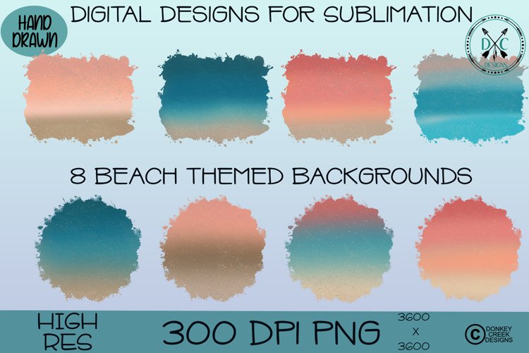 Sublimation Bundle Beach Background Elements 8 PNG files (1460343 ...