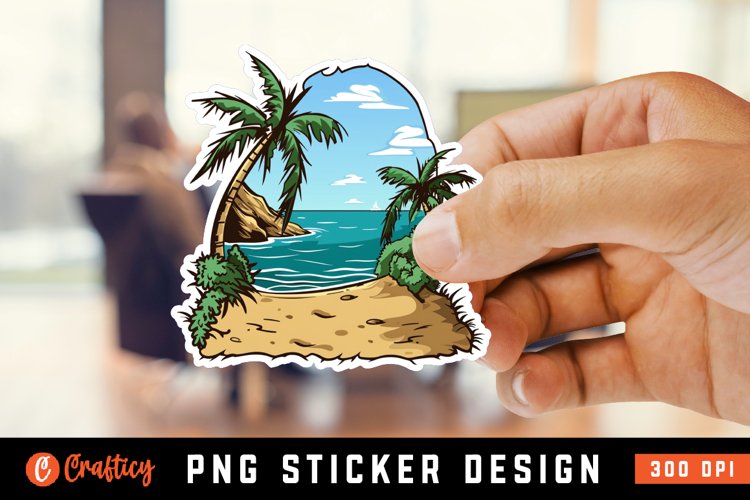 Beach View Sticker,Tropical Beach Sticker,Ocean Sticker