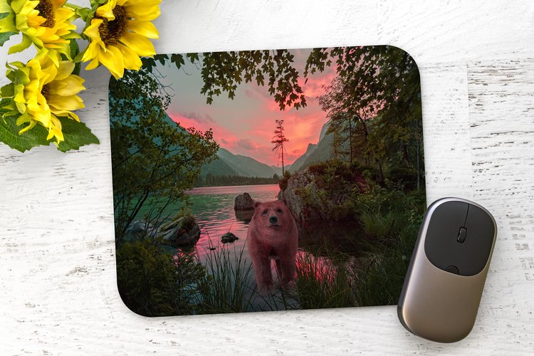 Bear In A Lake - Mouse Pad Design - PhotoShop Design