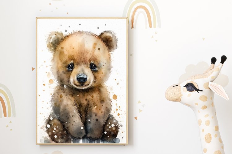 Watercolor Baby Cub Nursery Wall Art - Instant Download