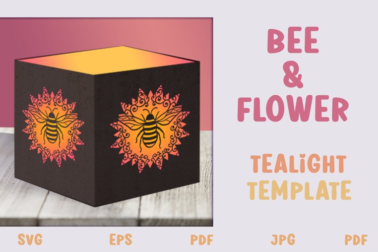 Bee and Flower Tealight Box Template