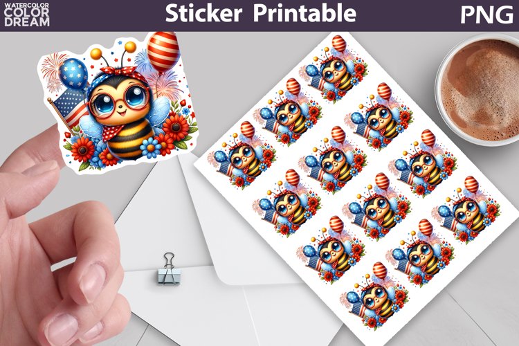 Bee Patriotic Sticker | 4th of July Sticker (3426862)