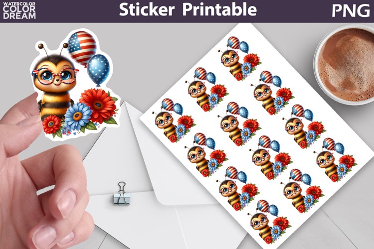 Bee Patriotic Sticker | 4th of July Sticker (3426872)