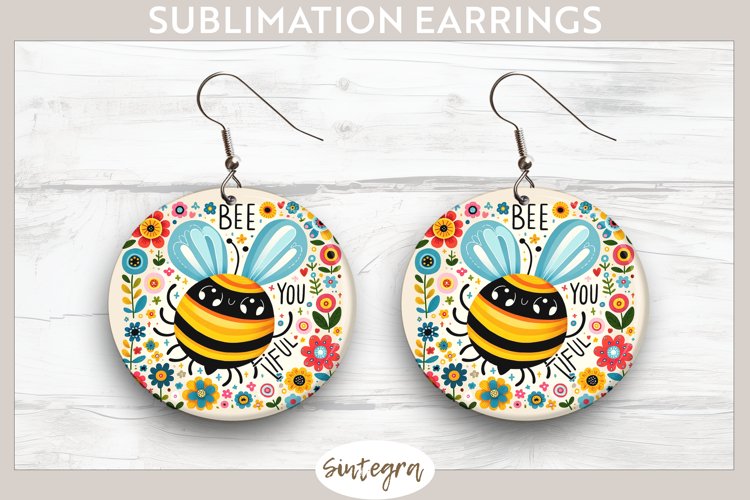Bee You tiful v10 Round Earrings Sublimation