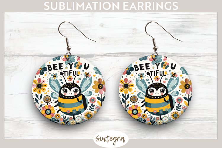 Bee You tiful v7 Round Earrings Sublimation