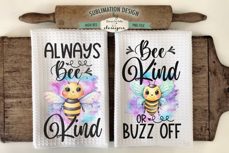 Bee Kind Cute Bee Sublimation Kitchen Towel Design