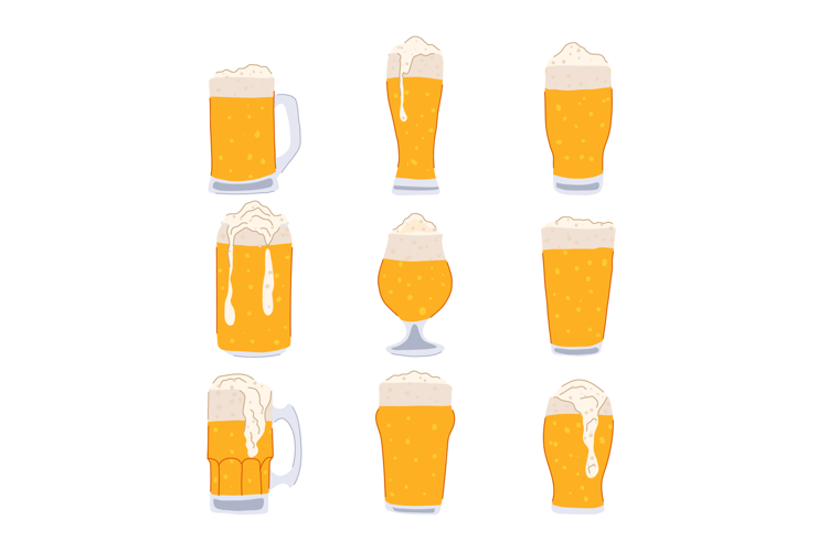 beer cup set cartoon