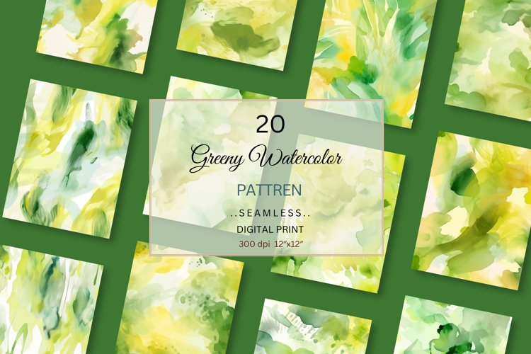 Abstract Green Watercolor Seamless Pattern- Spirit of Spring
