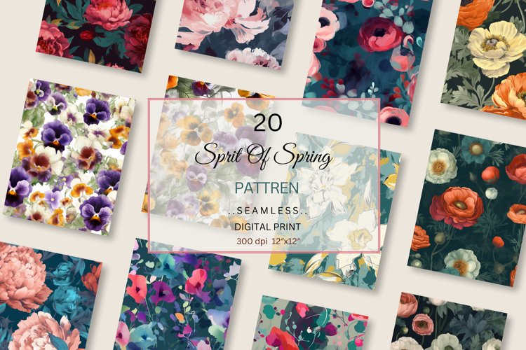 Spring Flowers Digital Paper | 20 Pcs Different and Colorful