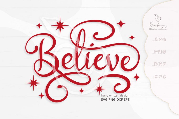 Believe SVG Hand Lettered Christmas Design SV223 (2271042)