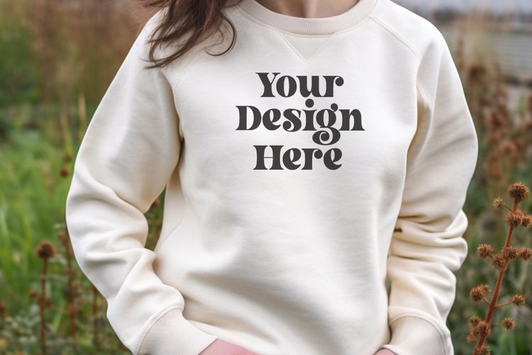 Bella Canvas 3001 mockup cream color sweatshirt