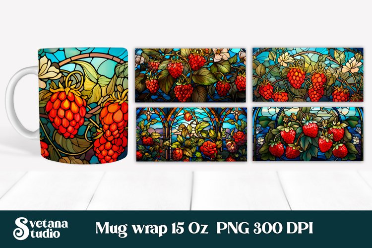 Fruit mug wrap design | Sublimation mug stained glass