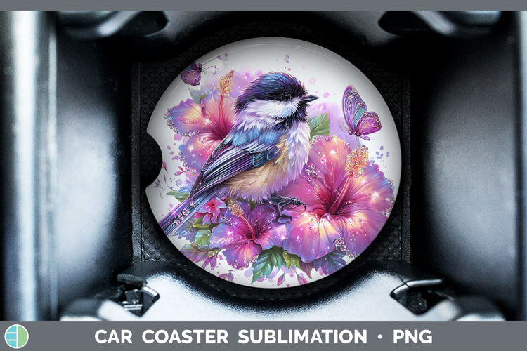 Best Sellers 01 Rainbow Summer Chickadee Car Coaster Sublima