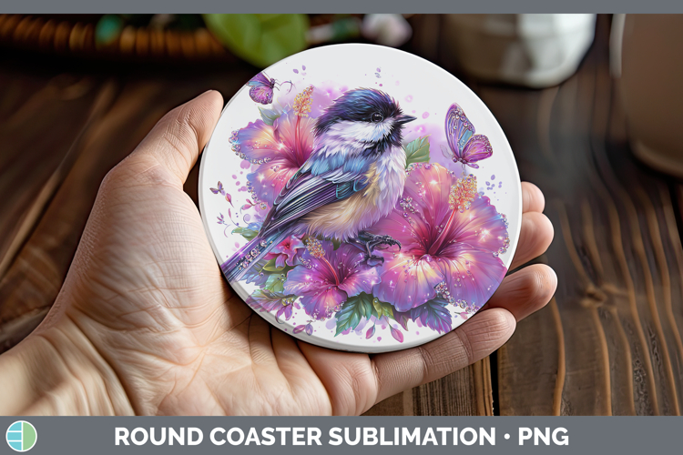 Best Sellers 01 Rainbow Summer Chickadee Round Coaster Subli