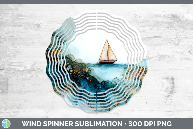 Sail Boat Best Sellers 02 Alcohol Ink Wind Spinner Sublimati