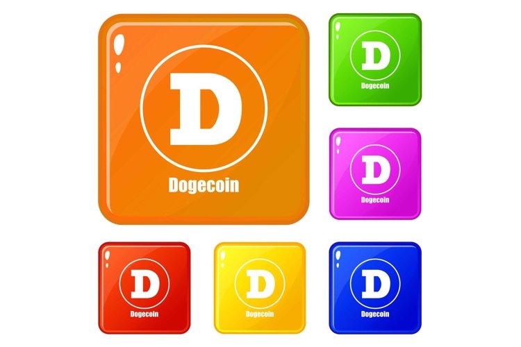 Dogecoin icons set vector color