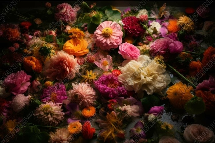 Lush floral assortment in dramatic lighting