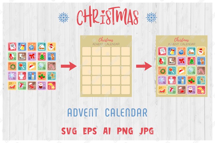 Christmas Advent Calendar with cute cartoon (510625)
