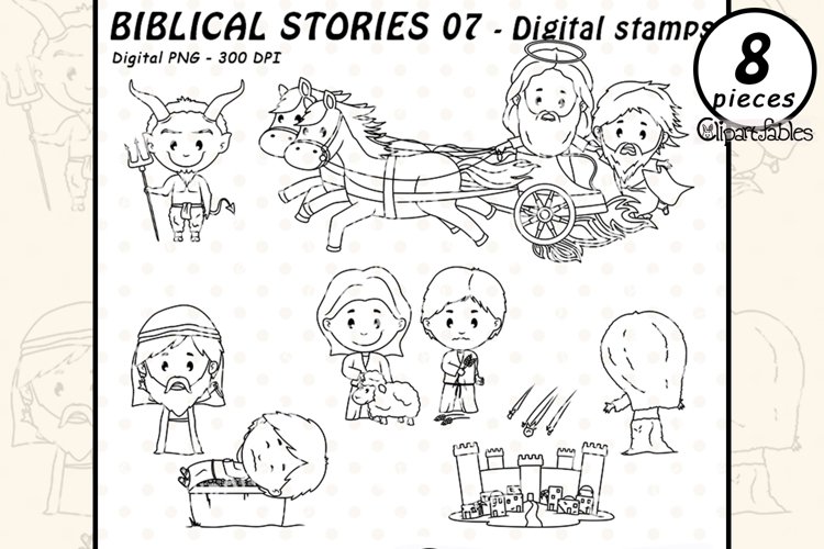 BIBLICAL STORIES digital stamps, Bible themed outline (1700920 ...