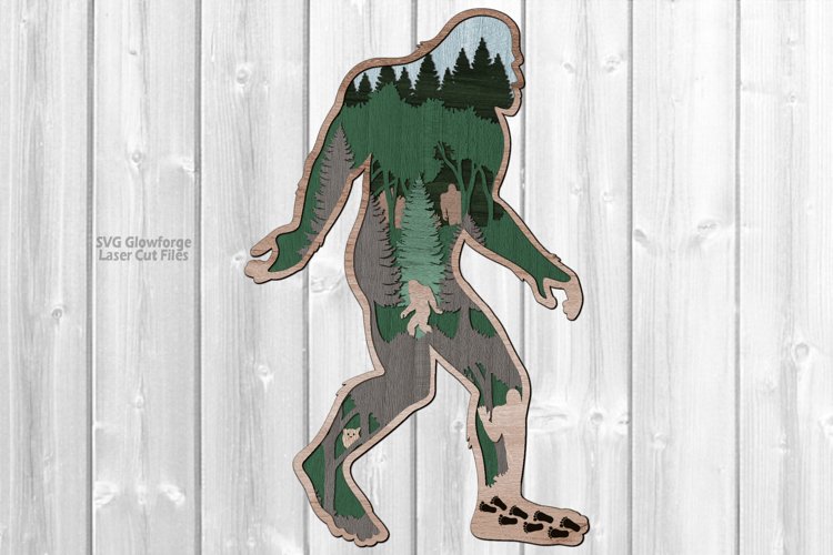 Bigfoot 3d Layered SVG Glowforge Files Sasquatch Laser Files