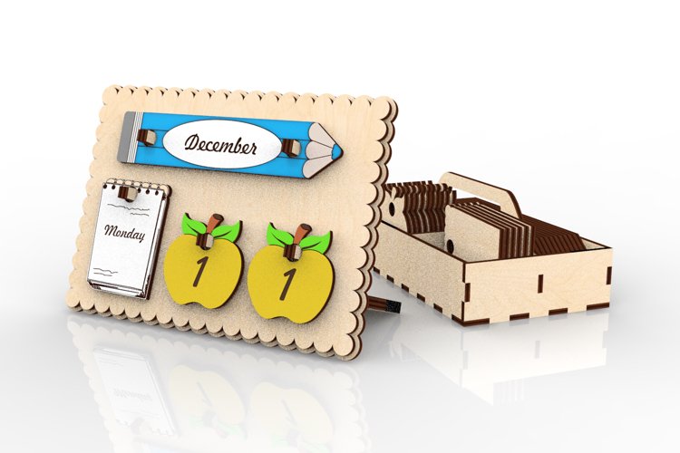 Desk calendar. Vector SVG DXF files for laser cutting wood. (1954132 ...