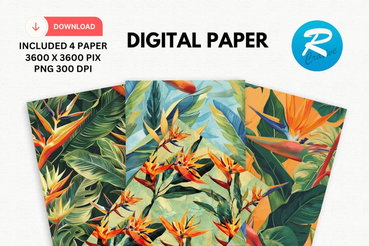 Bird Of Paradise Digital Paper, Paradise Background