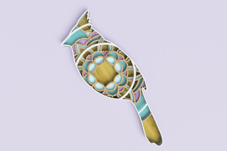 Layered Cardinal Bird Mandala Laser Cut File| Layered SVG