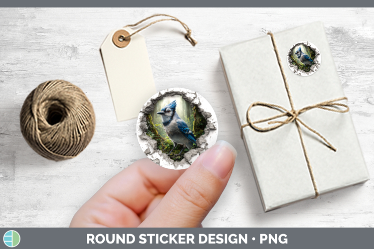 Blue Jay Birds 01 3D Hole Stickers Design