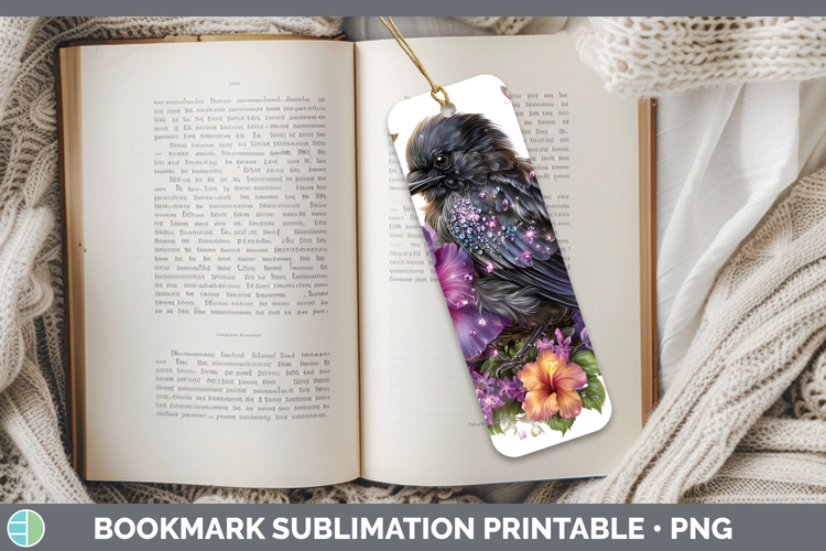 Birds 01 Floral Summer Crow Bookmark Sublimation Printable D