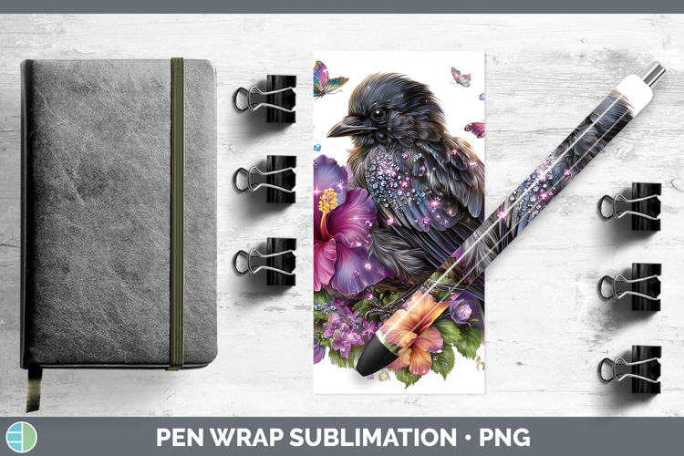 Birds 01 Floral Summer Crow Pen Wrap Sublimation Pen Designs