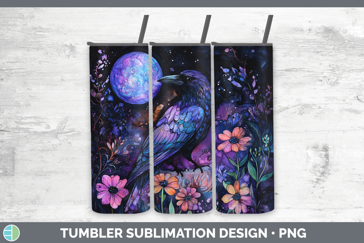 Birds 01 Galaxy Crow Tumbler Sublimation 20 oz Skinny Tumble
