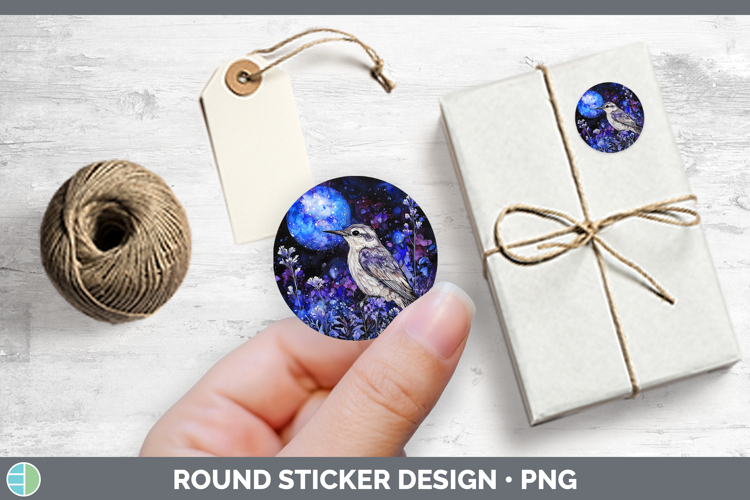Birds 01 Galaxy Mockingbird Stickers | Round Labels Designs