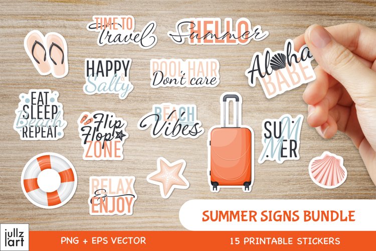 Summer quotes stickers bundle