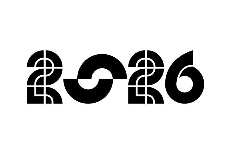 Black 2026 number logo template vector