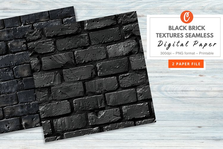 Black Brick Textures Seamless Digital Paper