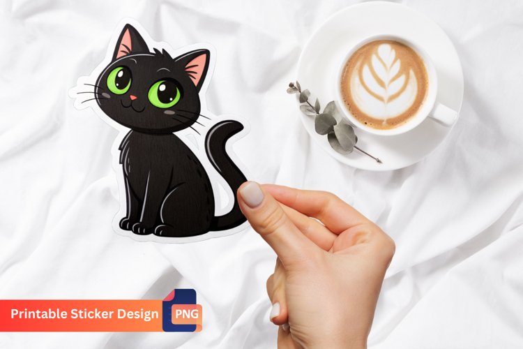 Black Cat Sticker, Black Cat Vinyl Sticker, Black Cat Art