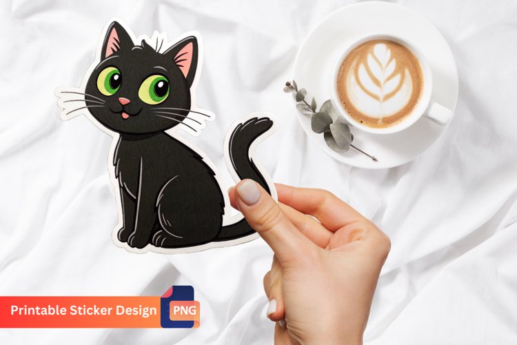 Black Cat Sticker, Black Cat Vinyl Sticker, Black Cat Art