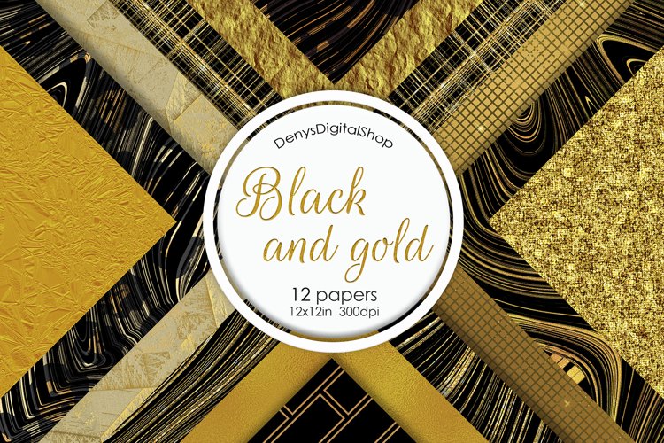 Black and Gold Digital Scrapbooking Papers, (1650332)