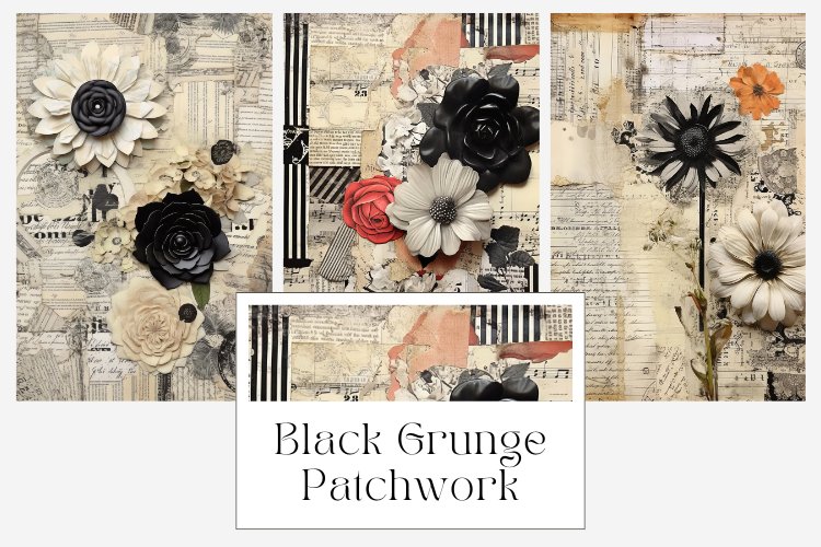 Black Grunge Patchwork Journal Page (3826683)